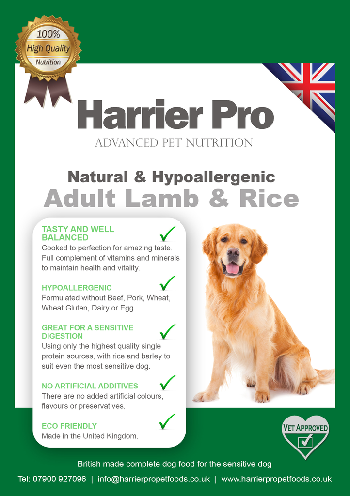Natural Lamb and Rice Adult Dog Food | FREE Delivery – Harrier Pro Pet ...